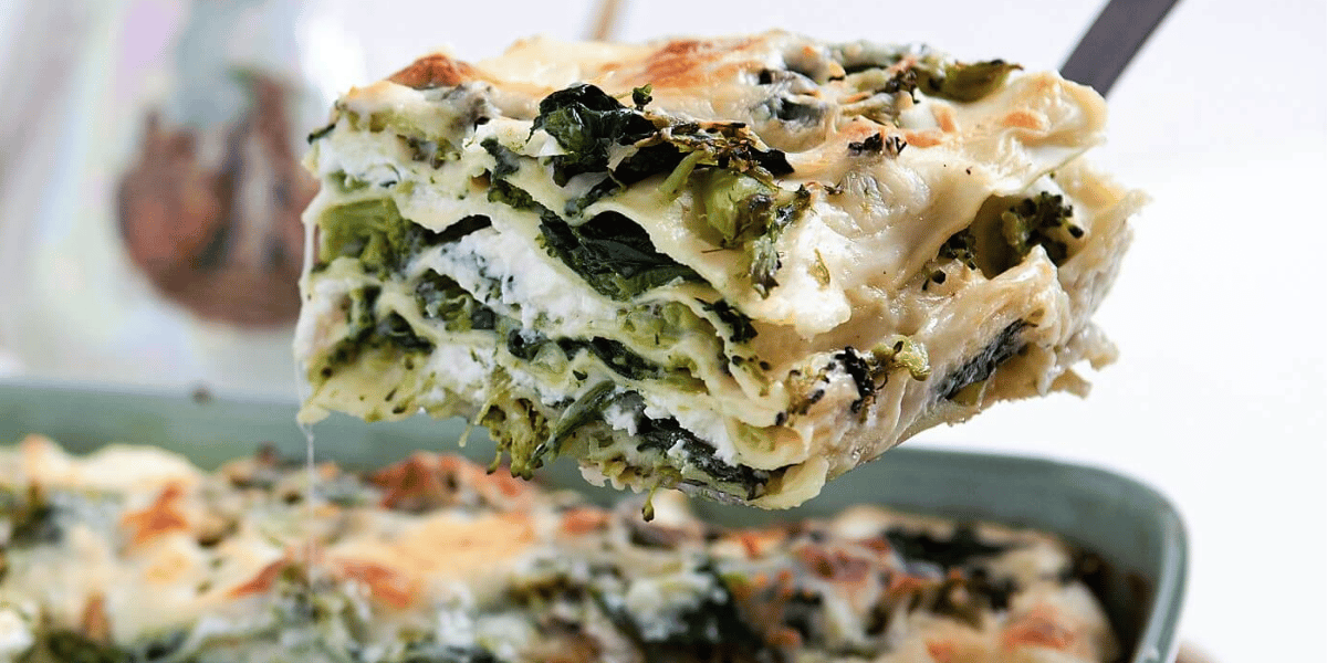 Spinach and Broccoli Lasagna Recipe (Homemade White Sauce)