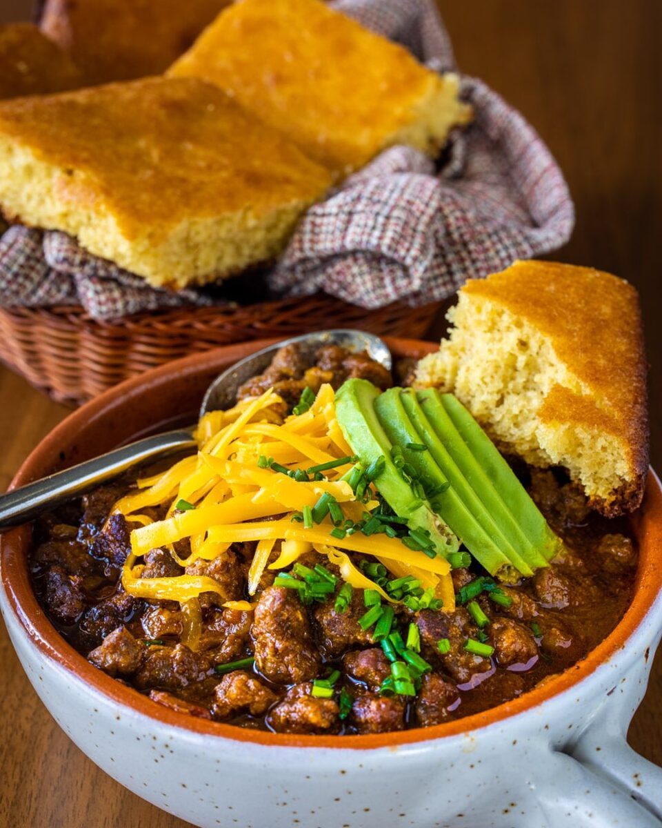 Beef Chili with “Corn” Bread Recipe